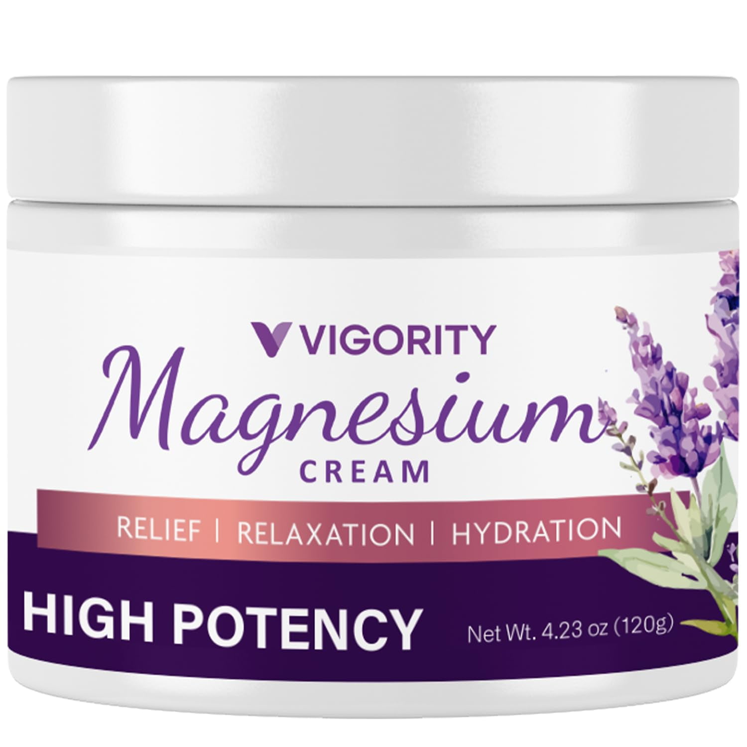 Crema de magnesio Vigority Loción de magnesio 125 ml con lavanda ...