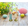 Easter Bunny Figurine Spring Decoration - Resin Hand Painted 2 PCS ...