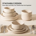 KINGSTONE 12-Piece Ceramic Dinnerware Set for 4, Beige Ribbed Plates ...