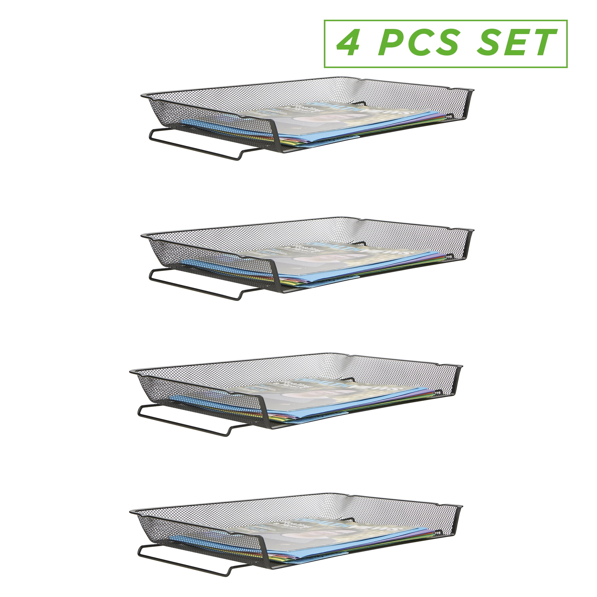 Mind Reader 4 Piece Stackable Letter Paper Desk Organizer Tray ...