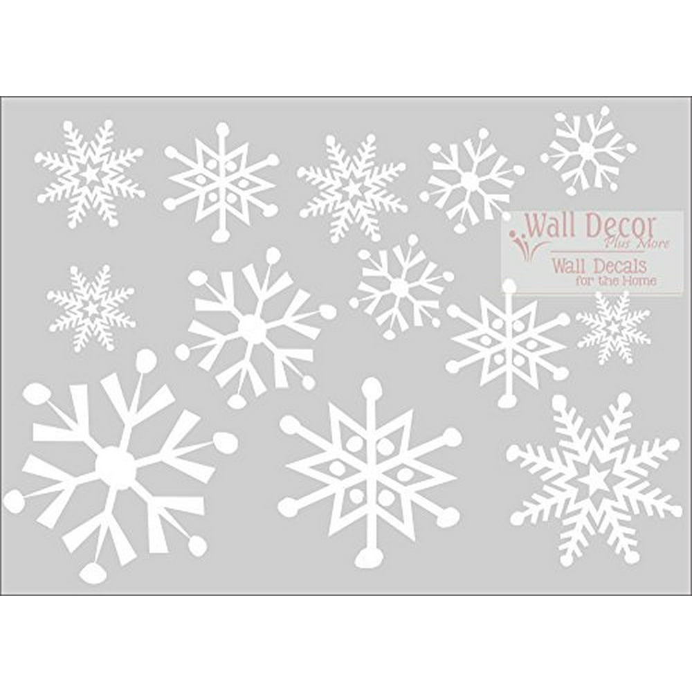 Large Snowflake Designs Vinyl Decals Assorted Set Of 13 Stickers, White ...