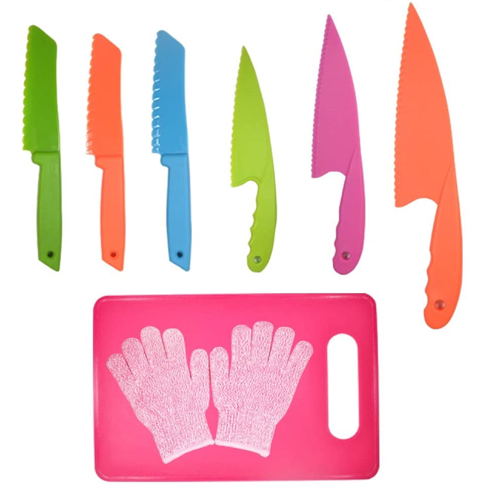 8Pcs Plastic Kitchen Knife Nylon Kids Chef Knife Set Safe Colorful ...