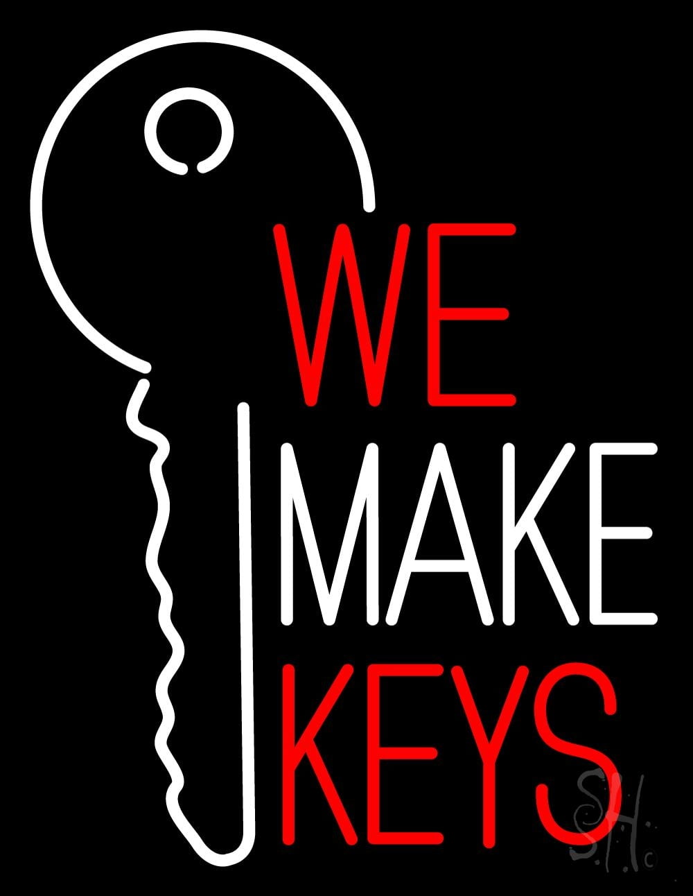 We Make Keys LED Neon Sign 31" Tall x 24" Wide - inches Black Square ...