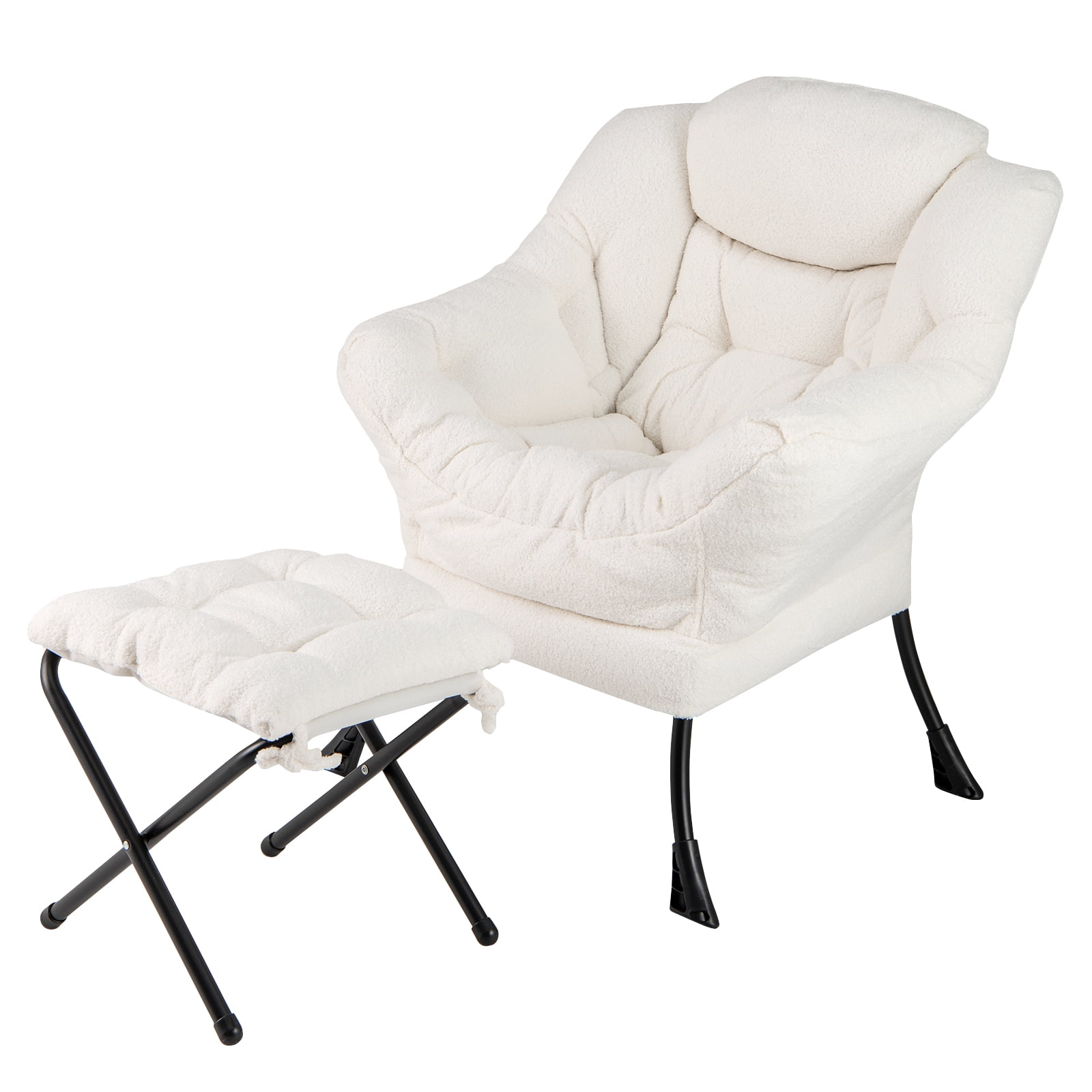 Click here for Giantex Lazy Chair W/Ottoman  Modern Sherpa Accent... prices