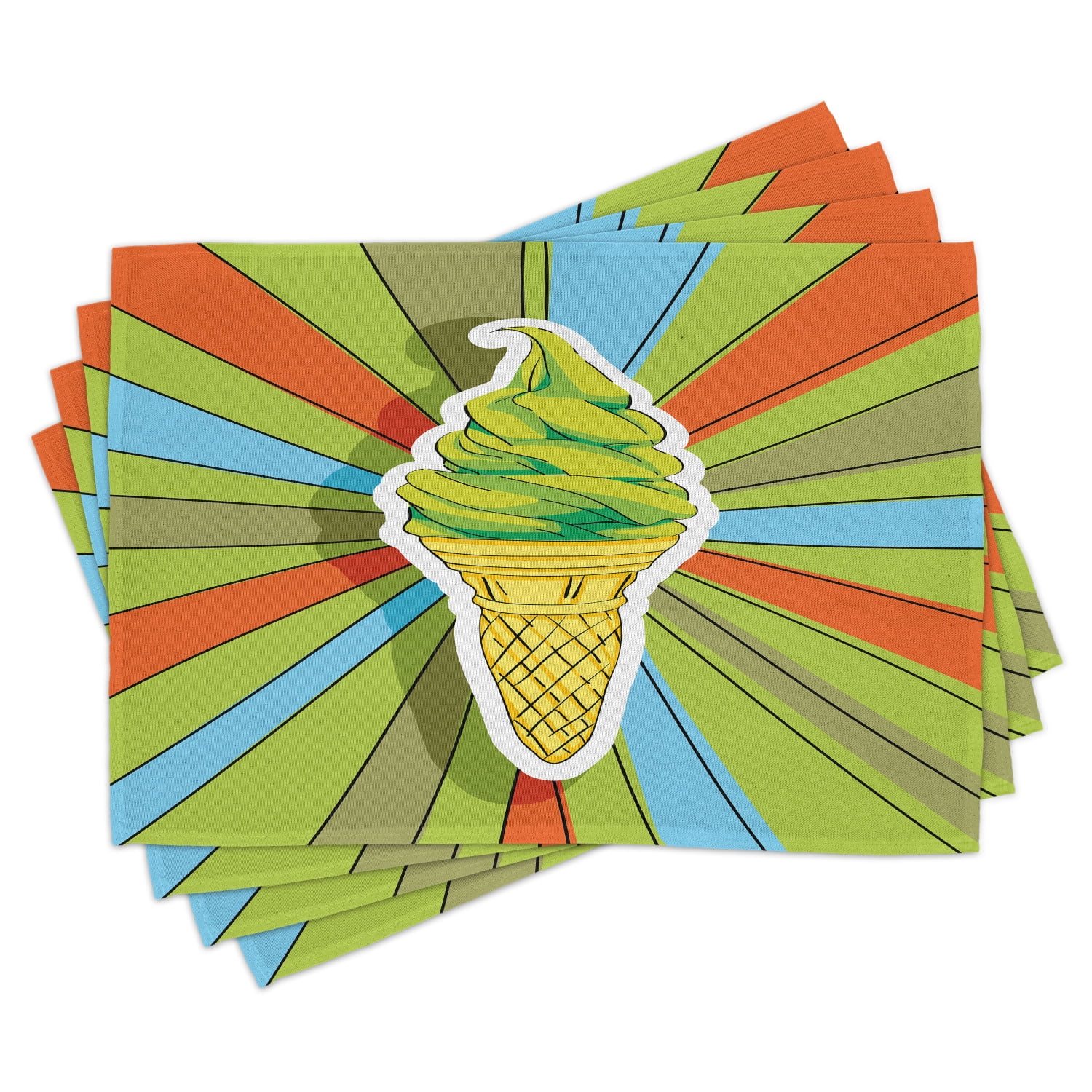 Ambesonne Art Place Mats Set of 4, Ice Cream on a Cone, Standard Size ...