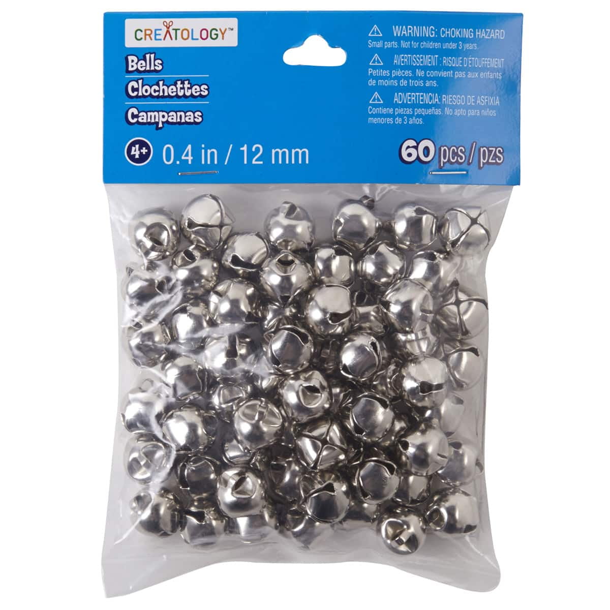 12 Packs: 60 ct. (720 total) 12mm Silver Jingle Bells by Creatology ...