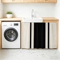 Abstract Black Color Block Cabinet Curtains 11" W x 13" L Vintage Lines ...