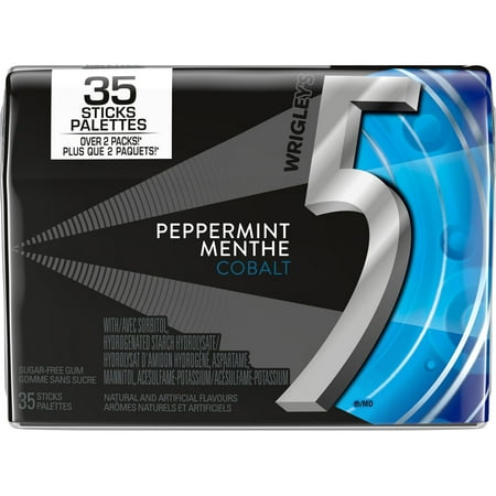 5 GUM, Peppermint-Cobalt Flavoured Sugar Free Chewing Gum, 35 Sticks, 1 ...