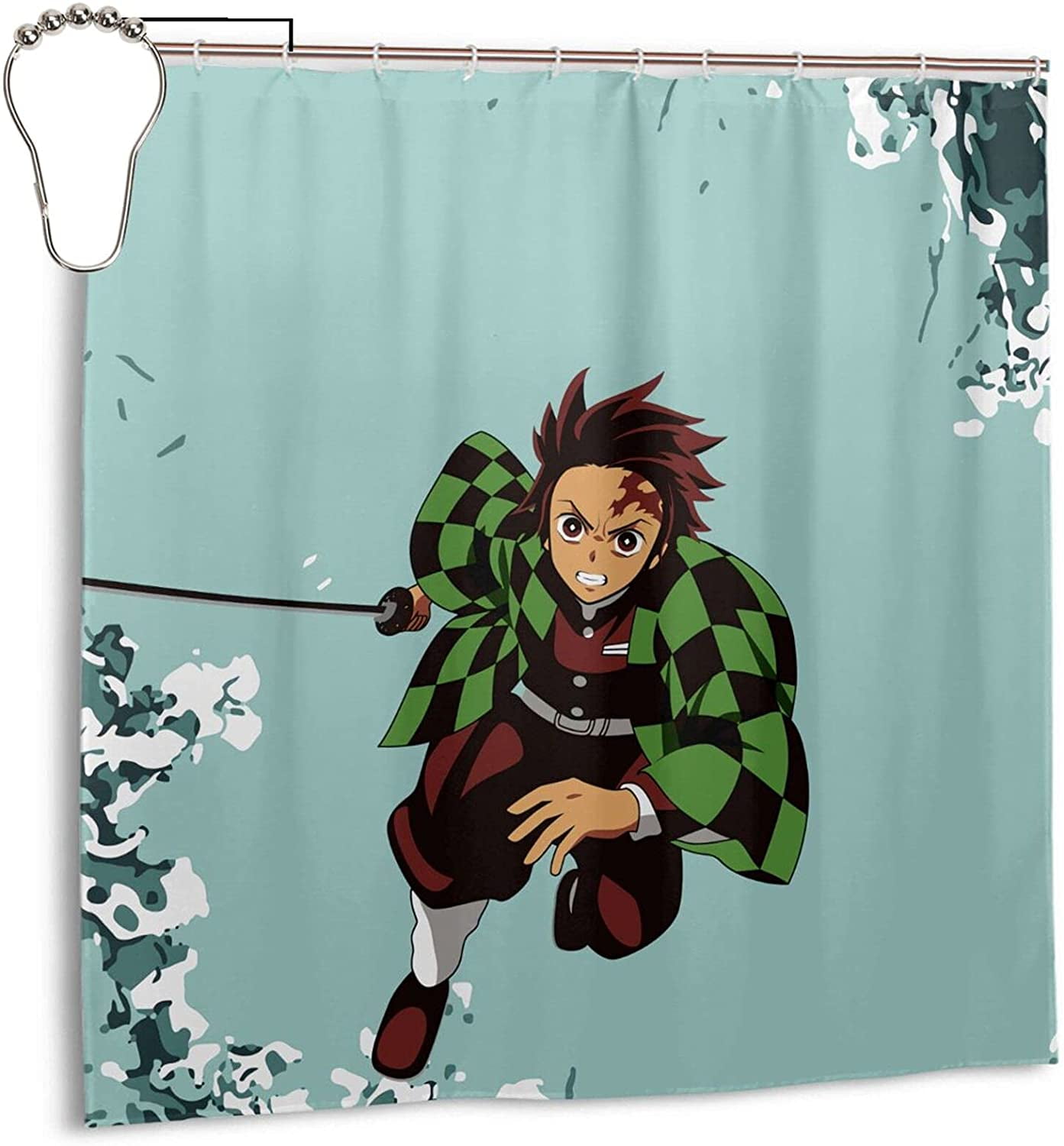 Fabric Shower Curtain Anime Demon Slayer Shower Curtain Set Shower ...