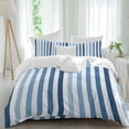 4 Piece Duvet Cover Set Cal king, Gradient Blue Stripes Country Soft ...