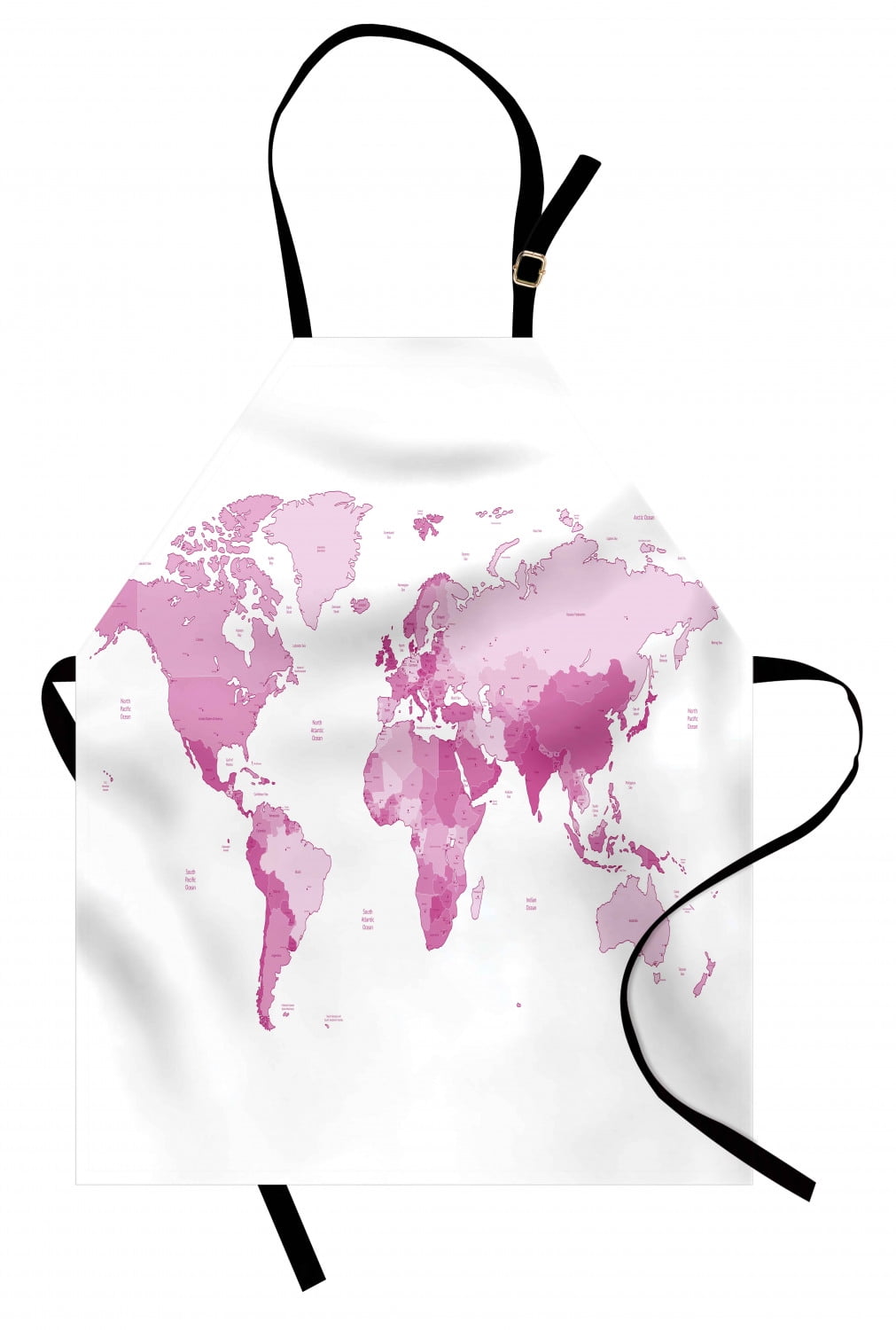 Light Pink Apron Cute World Map Continents Island Land Pacific Atlas ...