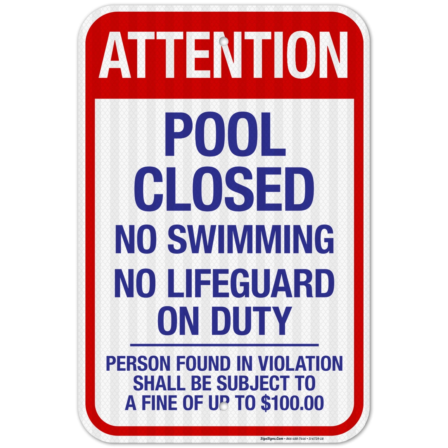 Attention Pool Closed Sign, Pool Sign, 12x12 Aluminum - Walmart.com