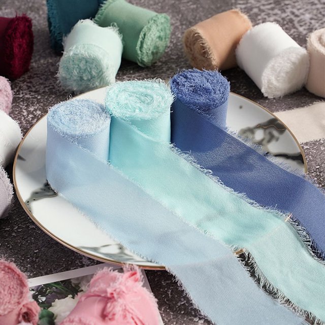 Hesroicy 1 Roll Chiffon Ribbon Handmade Long Polyester Wedding ...