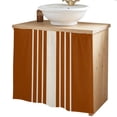 Abstract White Striped Cabinet Curtain, Simple Brown Linen Texture Sink ...