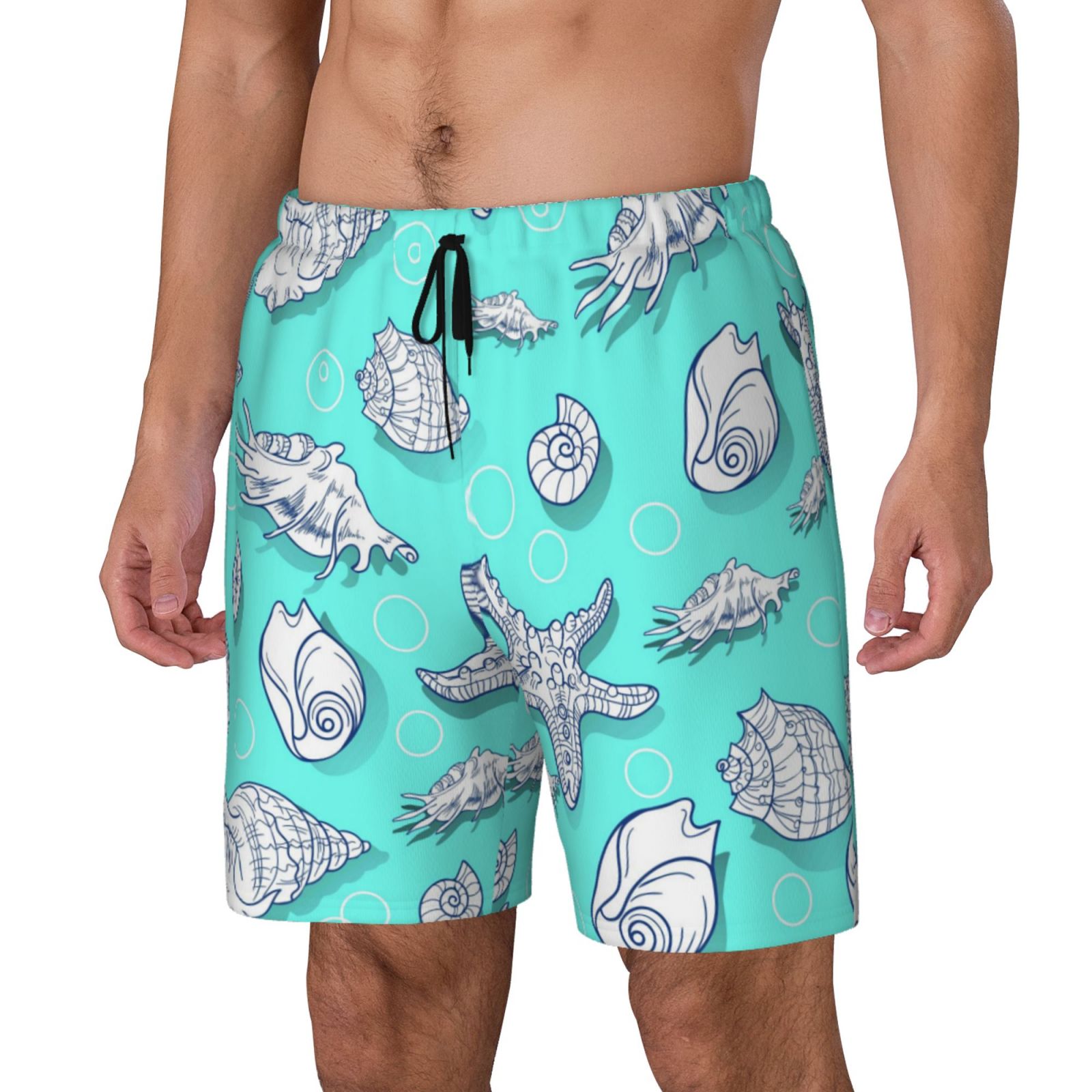 Fotbe Seashell And Starfish Traje de Baño para Hombre – Shorts de Natación de Secado Rápido con ...
