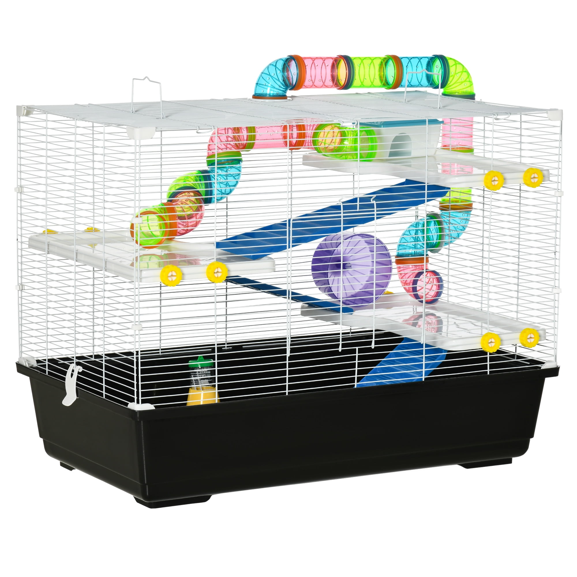 PawHut 31" Large Hamster Cage, Small Animal House, Multi-storey Gerbil ...