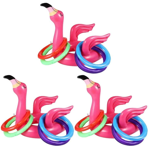 CPDD 3 Sets Flamingo Throwing Ring Toy Inflatable Flamingo Ring Toss ...