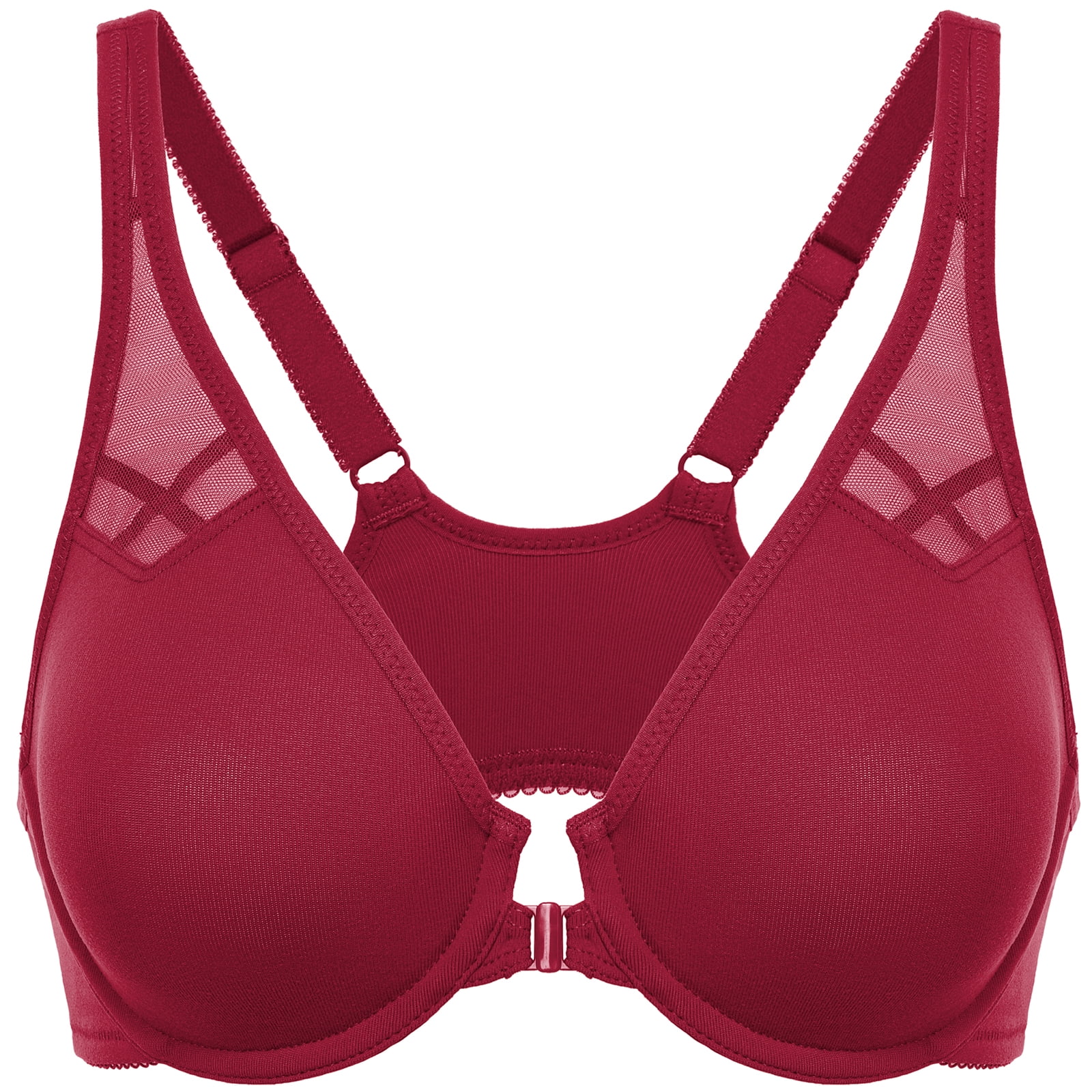 Delimira Womens Racerback Front Closure Plus Size Seamless Comfort