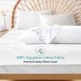 Body Pillow Case 20" x 60" White 100% Egyptian Cotton Zipper Closure ...