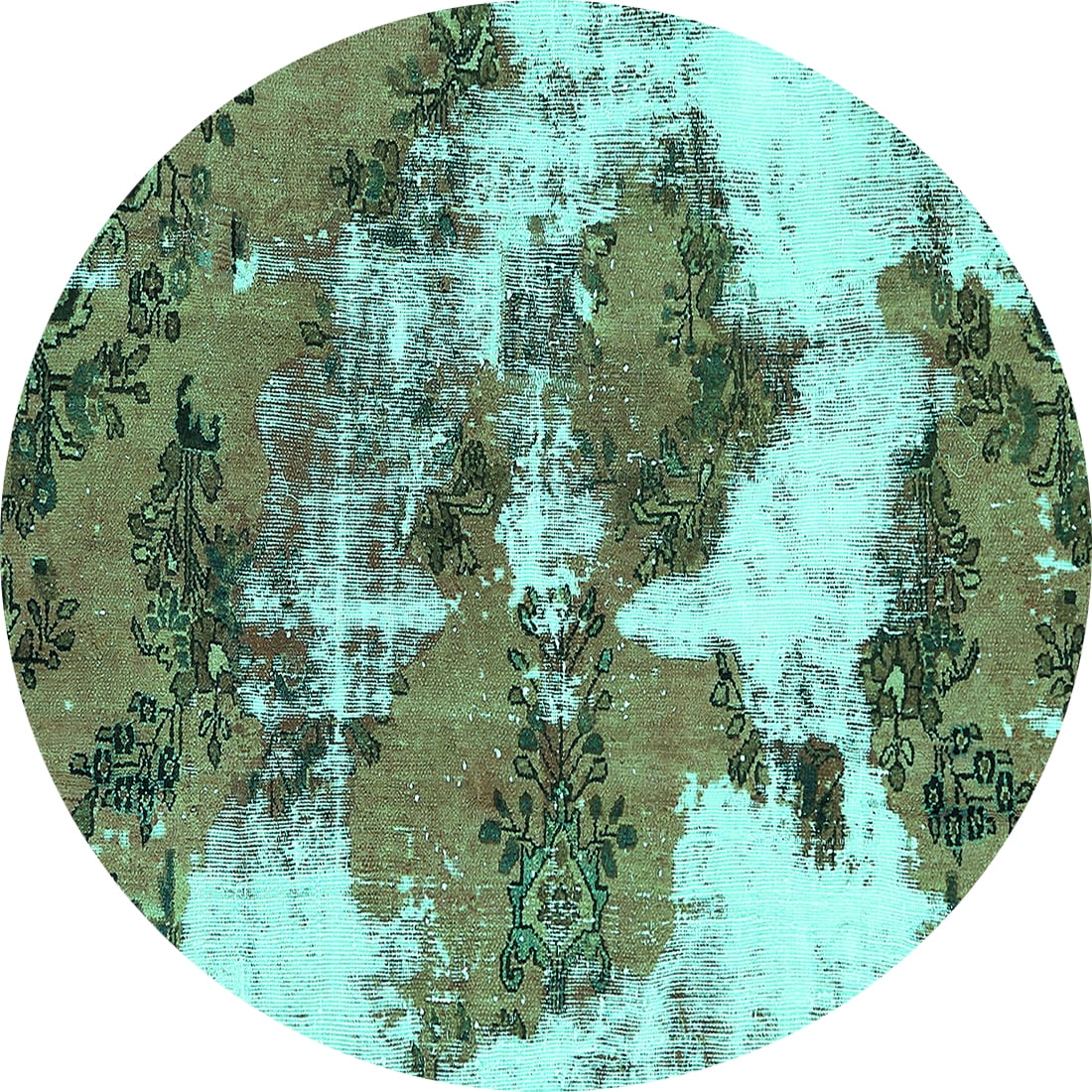 Ahgly Company Indoor Round Abstract Turquoise Blue Modern Area Rugs, 6 ...