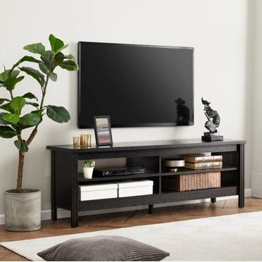 Woven Paths Open Storage TV Stand for TVs up to 80", Black - Walmart.com