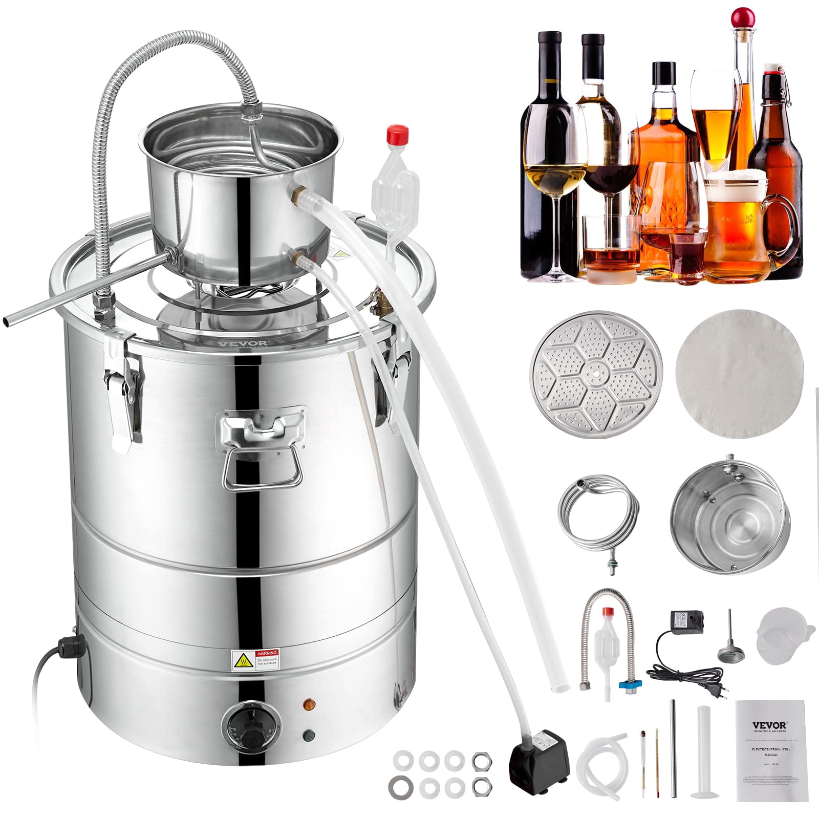 Alcohol Still VEVOR Electric 50 L 230 V con bomba y termómetro | Bodega ...