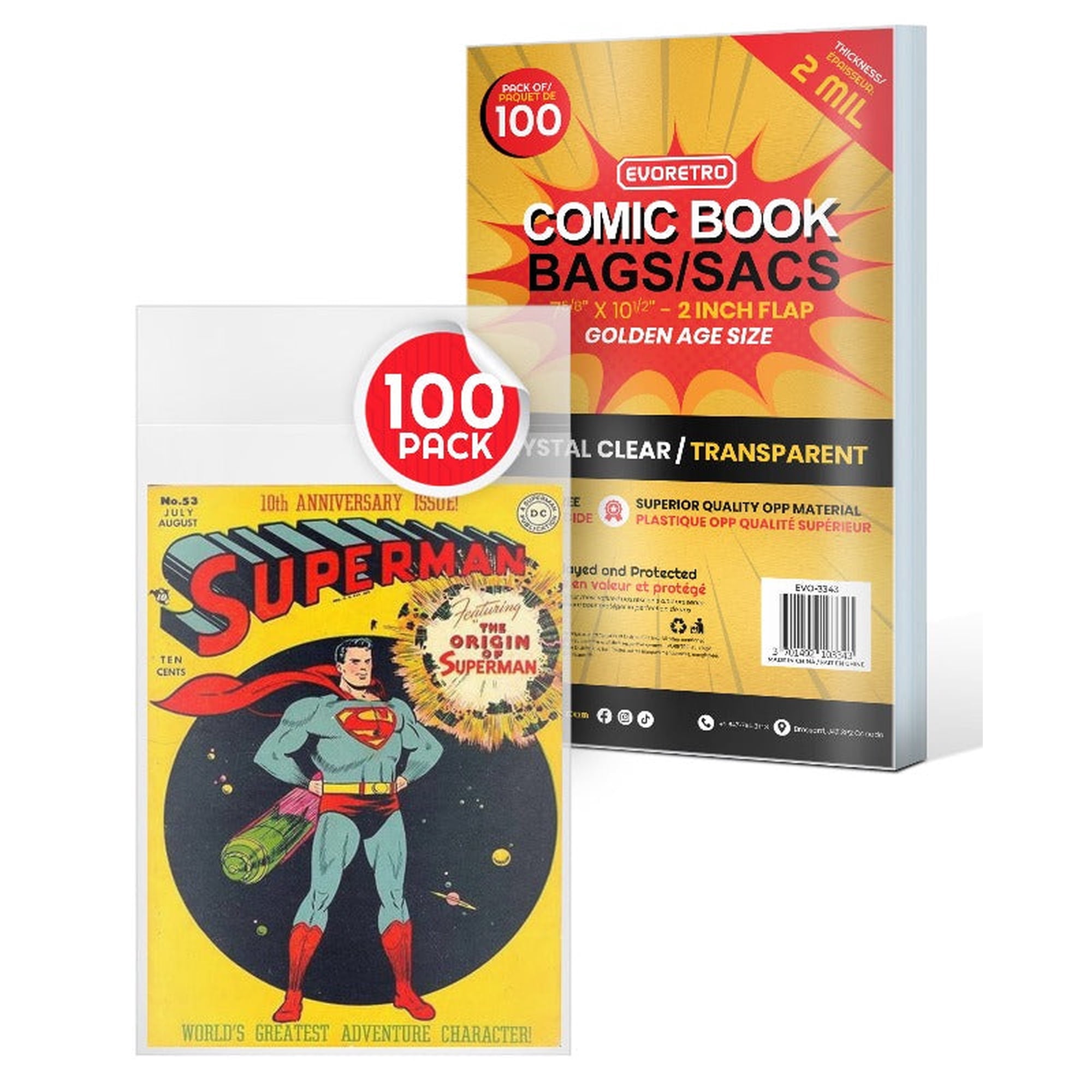 Click here for Evoretro 100-Pack Golden-Age Comic Bags - 2 Mil Cl... prices