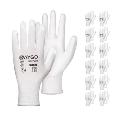 KAYGO Work Gloves PU Coated 12 Pairs,KG15P Nylon Lite Polyurethane ...