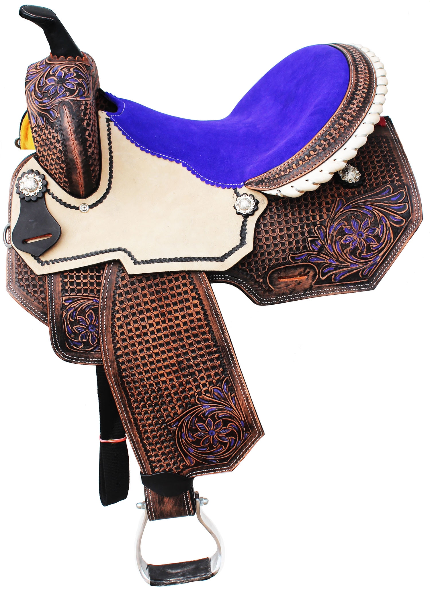 14" Horse Western Barrel Show Pleasure LEATHER SADDLE Bridle Barrel ...