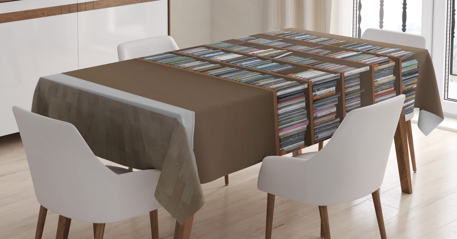 Ambesonne Library Tablecloth Rectangular Table Cover, Interior ...