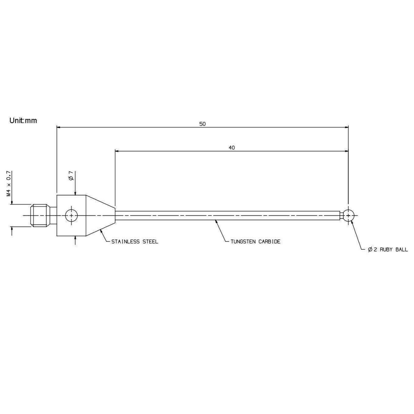 Buy CMM Probe CMM Stylus Touch Probe 1 Pcs 50mm Long M4 Thread Ball ...