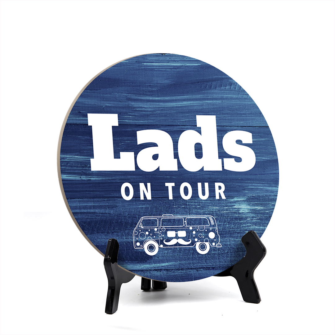 Signs ByLITA Circle Round Lads On Tour Table Sign Blue Wood (5x5 ...