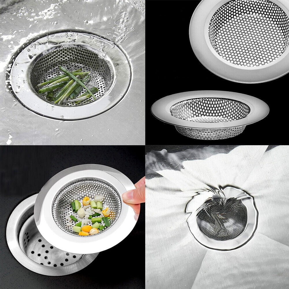 US 4-8 Pc Kitchen Sink Strainer Stainless Steel Drain Strainer Basket ...