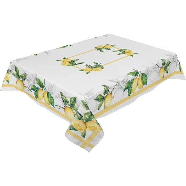 Summer Lemon Tablecloth Rectangle/Oval Leaf Yellow Lines Tablecloths ...