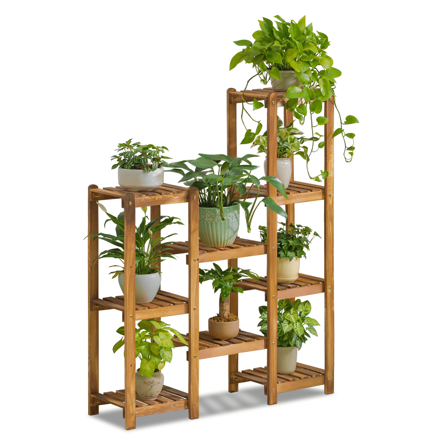 MoNiBloom Wood 7 Tiers Modern Plant Stand, Flower Storage Shelf Rack ...
