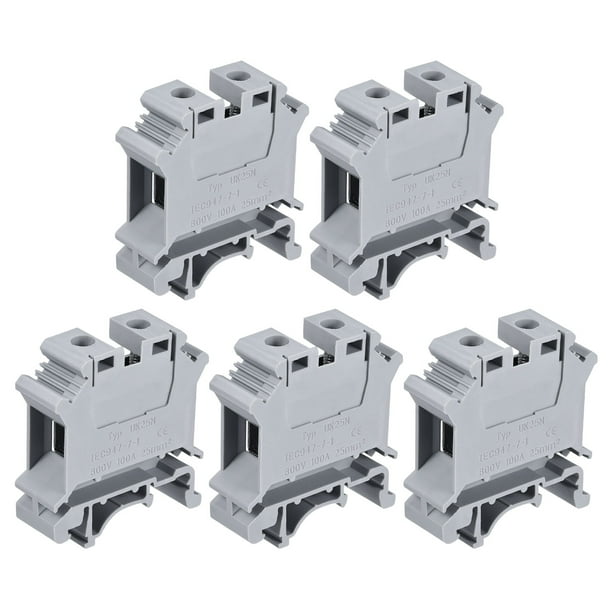 DIN Rail Mount Terminal Blocks Screw Type Clamp Grey UK25N Pack of 5 - Walmart.com