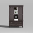 Timechee Wardrobe with Mirror, 3-Door Armoire, Brown, 5 Drawers ...