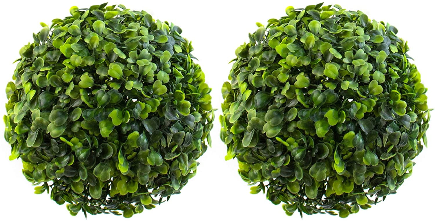 2 Pack Artificial Boxwood Topiary Plant Balls Decorative Faux Green ...