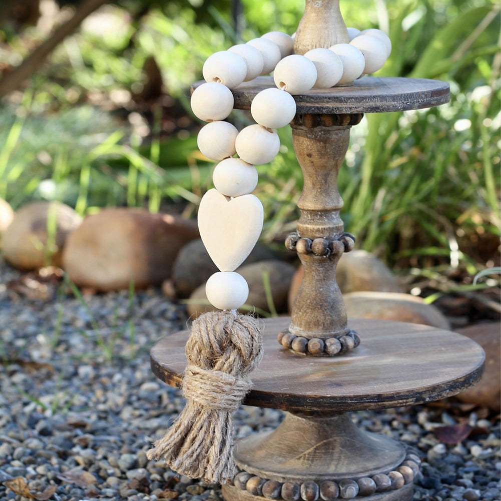 SPRING PARK Wood Bead Garland,Farmhouse Rustic Country Beads, Wall ...