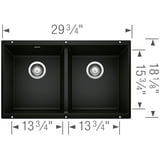 BLANCO PRECIS Equal Double Undermount - Metallic Gray - Walmart.com