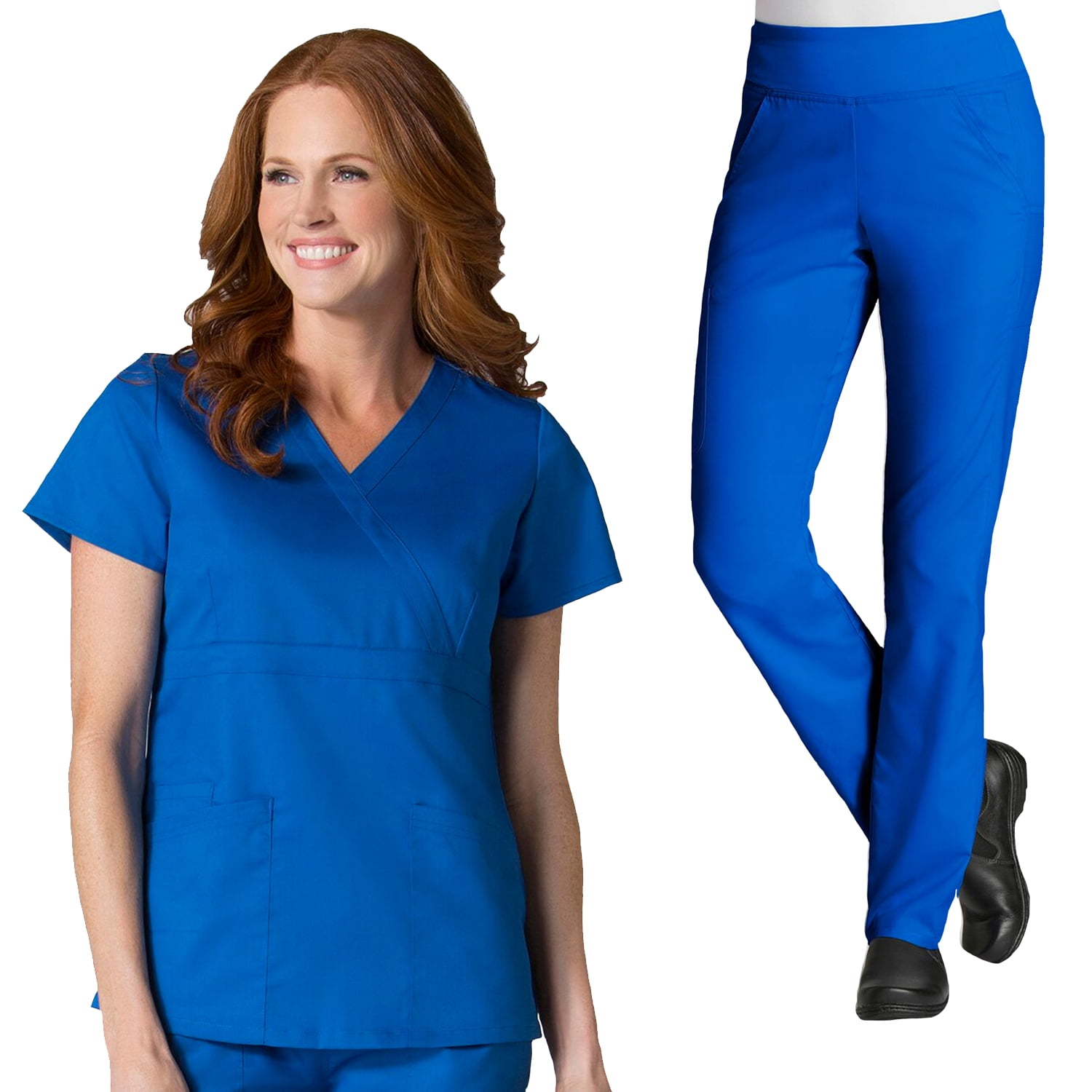 Maevn EON Women's Back Mesh Panel Y-Neck Scrub Top & Eon Yoga Waistband ...