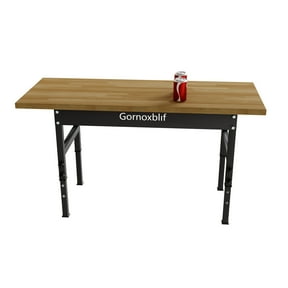 LZBEITEM 48" Adjustable Workbench, Rubber Wood Top Heavy-Duty ...