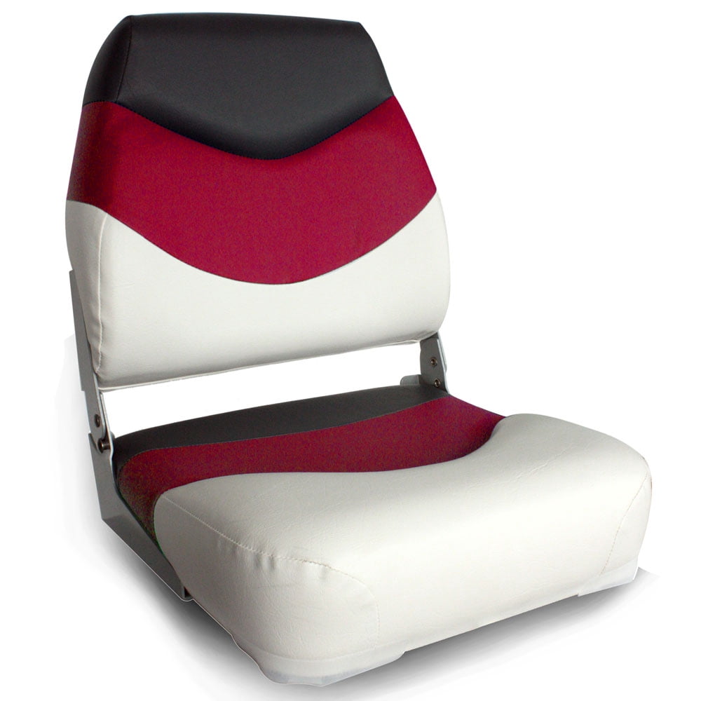 Leader Accessories New High Back Folding Boat Seat,White/Red/Charcoal ...