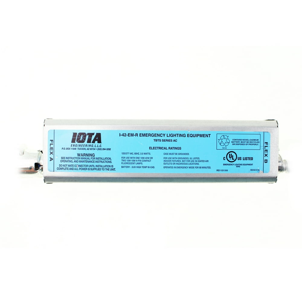 Iota I-42-EM-R Compact Fluorescent Emergency Ballast, 90 Min, 120/277V ...