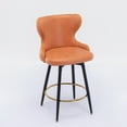 Linen Fabric Counter Height Bar Chairs 180°Swivel Bar Stool Tufted ...