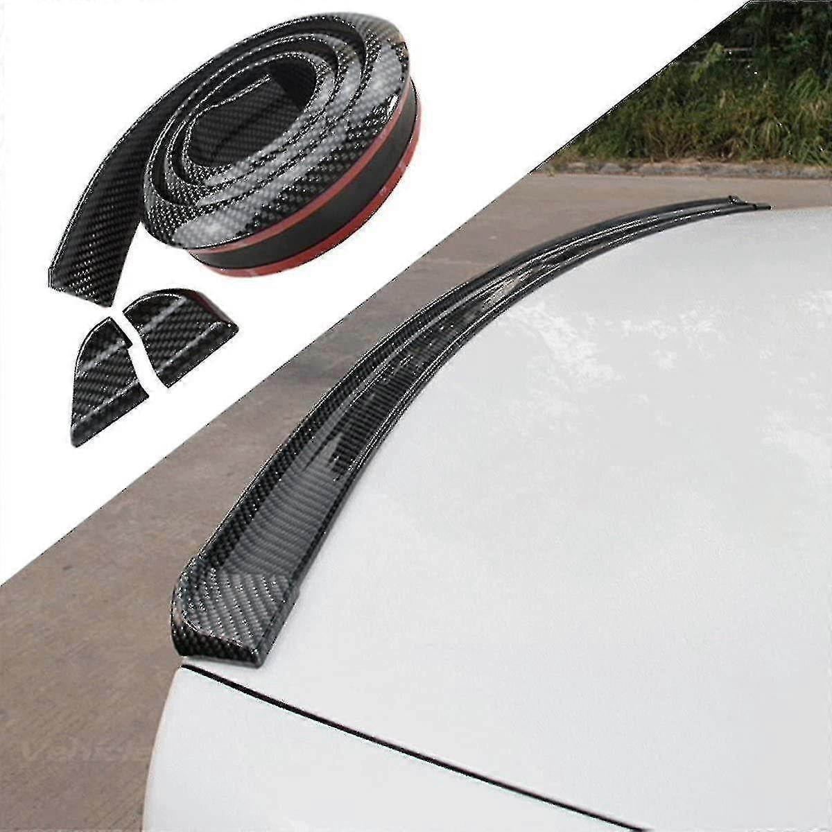 4.9ft (150cm) Universal Black Carbon Fiber Trunk Spoiler Lip Kit Car ...