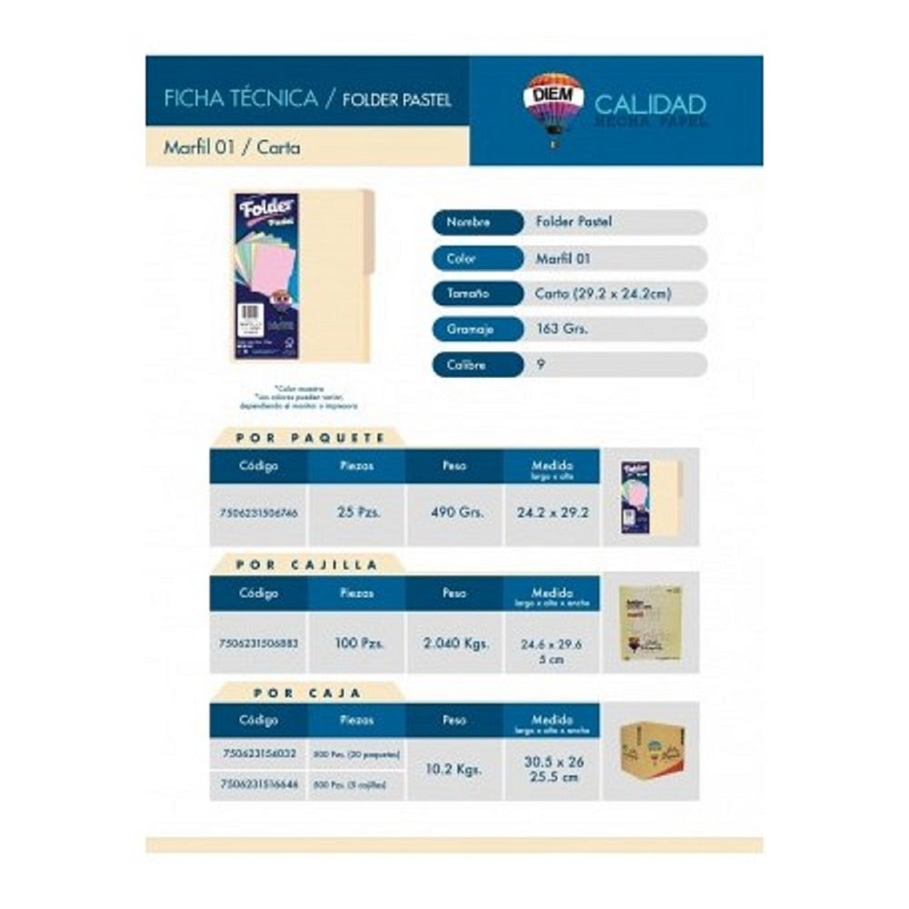 Folder Diem Tamaño Carta 100 Folders Color crema | Walmart en línea