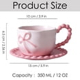 ACDANC Bow Coffee Mug Pink Coffee Mugs Set with Saucer 12 Oz ...