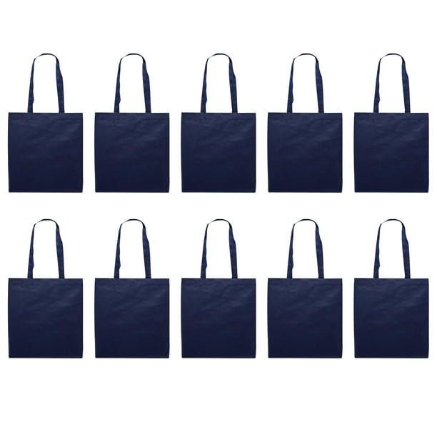 Reusable Cloth Fabric Grocery Tote Bags - 10 Pack - Gift Bags - Navy ...