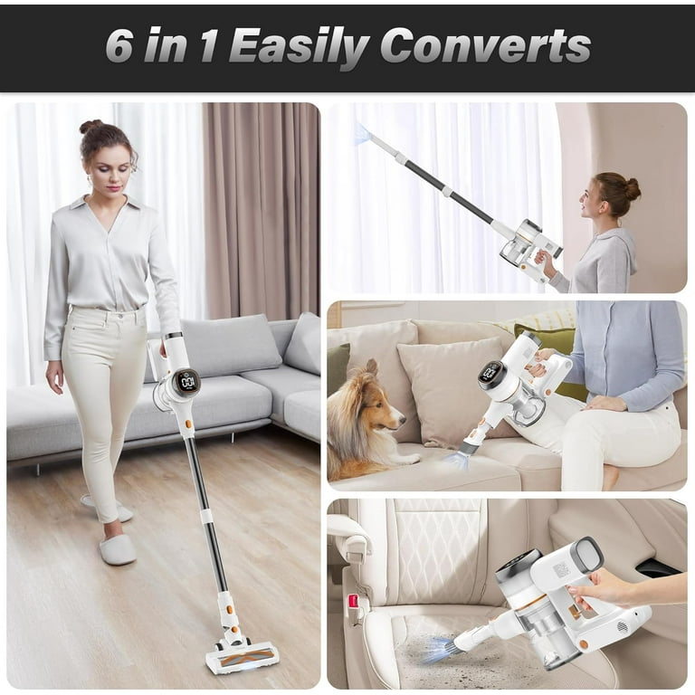 V500 Cordless Vacuum Cleaner For Home, 40000Pa/450W Stick Vacuum With ...